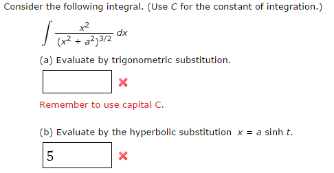 Solved Consider the following integral.( Use C for the | Chegg.com