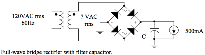 Solved A power supply with a full-wave bridge rectifier and | Chegg.com