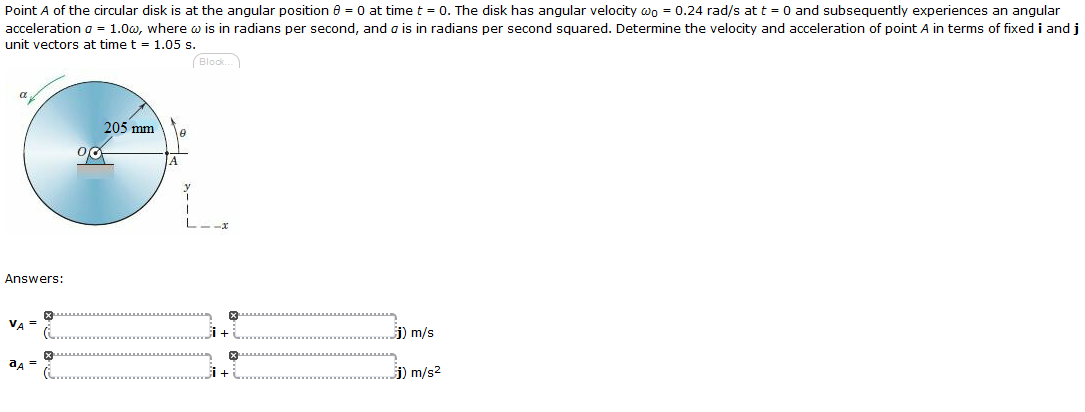 Solved Point A Of The Circular Disk Is At The Angular 7974