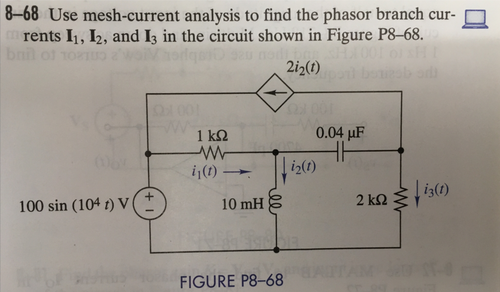 Solved 8-68 Use mesh-current analysis to find the phasor | Chegg.com