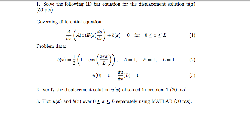 Solved Solve the following ID bar equation for the | Chegg.com
