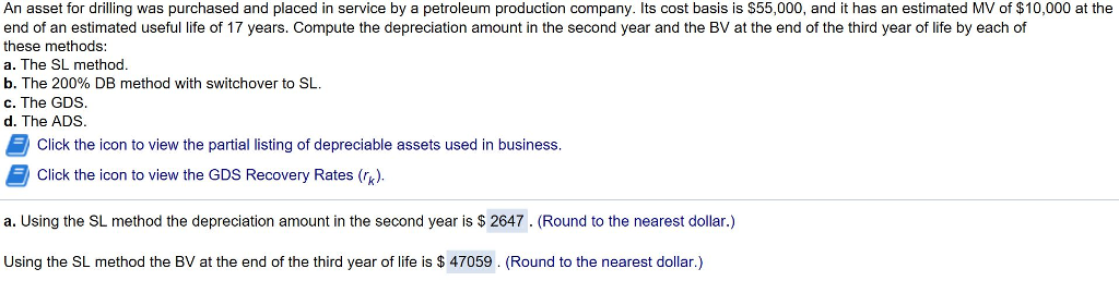 Solved An asset for drilling was purchased and placed in | Chegg.com