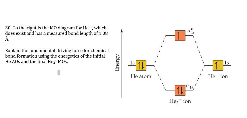 Solved To the right is the MO diagram for He_2^+, which does | Chegg.com