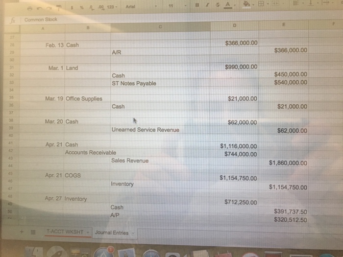 Solved Need some help with creating T charts. I have the | Chegg.com