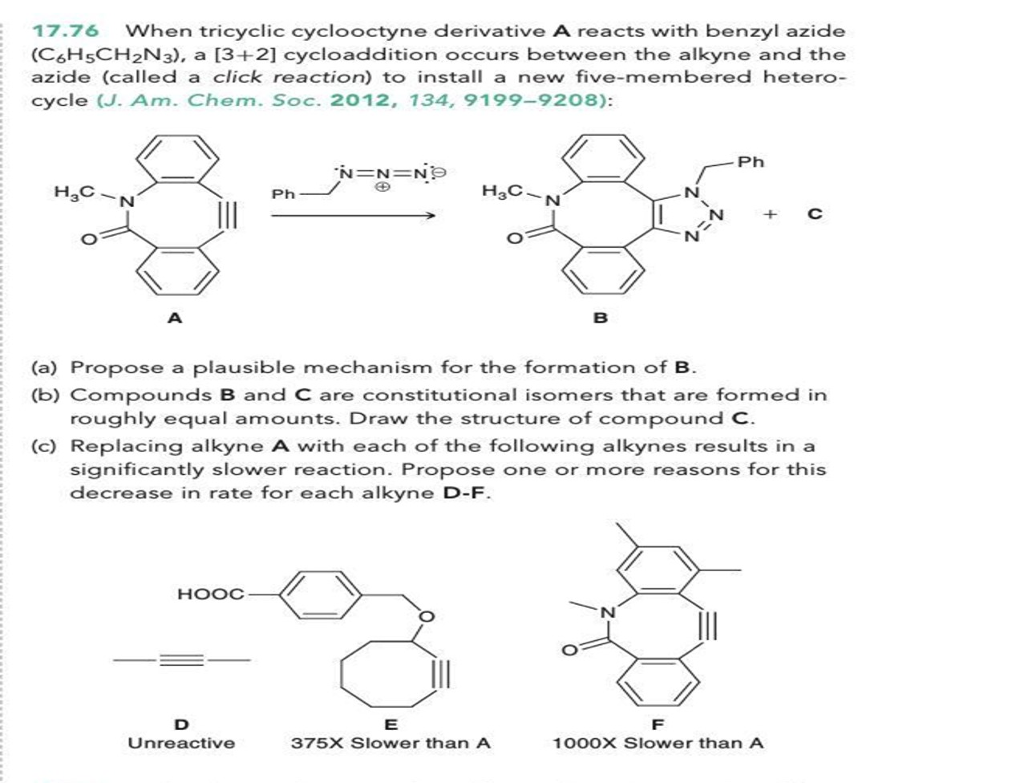 Solved When tricyclic cyclooctyne derivative A reacts with | Chegg.com
