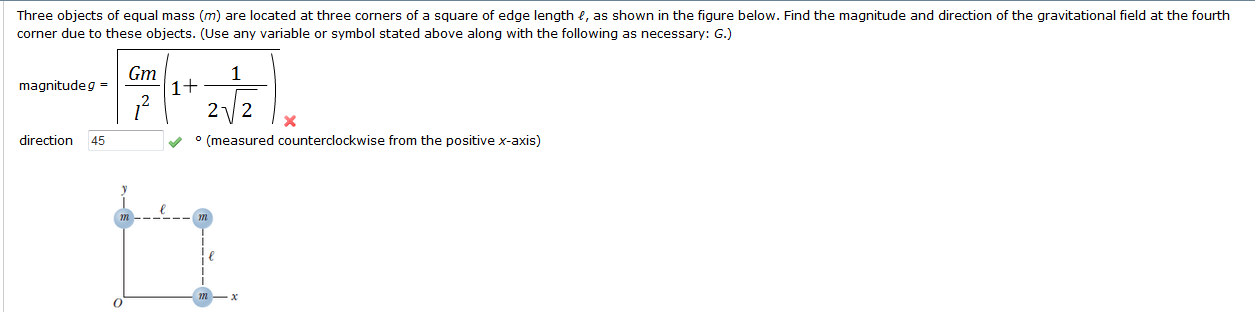 Solved Three Objects Of Equal Mass M Are Located At Three