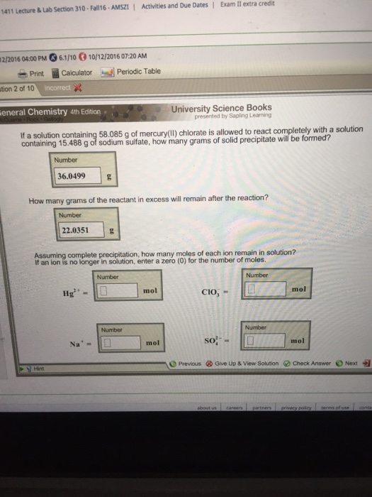 Solved If a solution containing 58.085 g of mercury(II) | Chegg.com