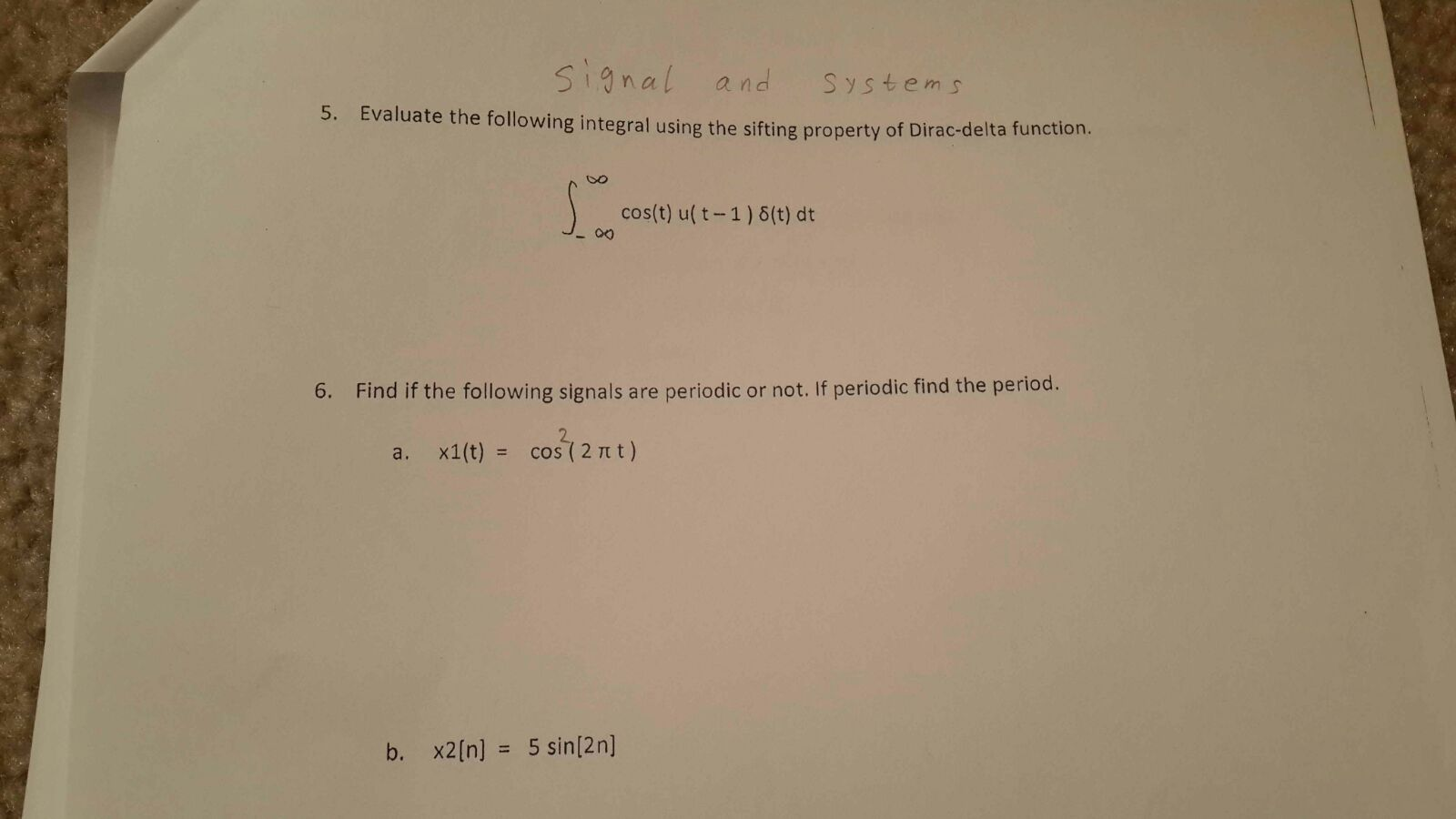 Solved Evaluate the following integral using the sifting | Chegg.com