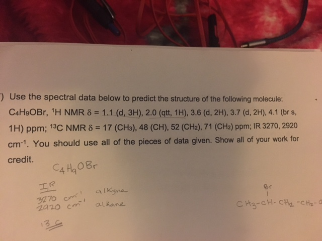 Solved ) Use the spectral data below to predict the | Chegg.com