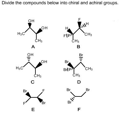 Solved Divide the compounds below into chiral and achiral | Chegg.com