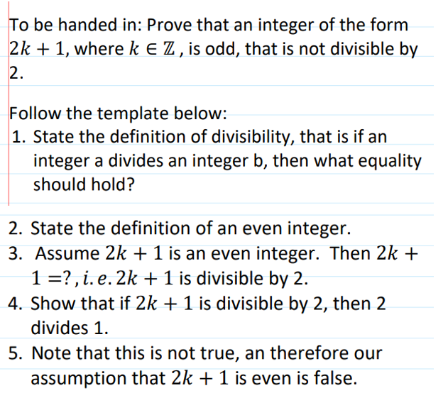 Solved To be handed in: Prove that an integer of the form 2k | Chegg.com