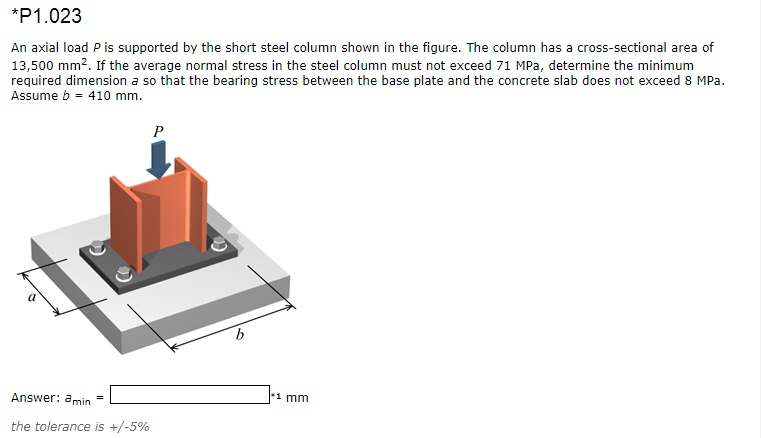 Solved P1.023 An axial load P is supported by the short | Chegg.com