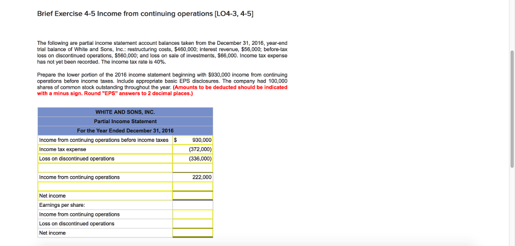 Solved The following are partial income statement account | Chegg.com