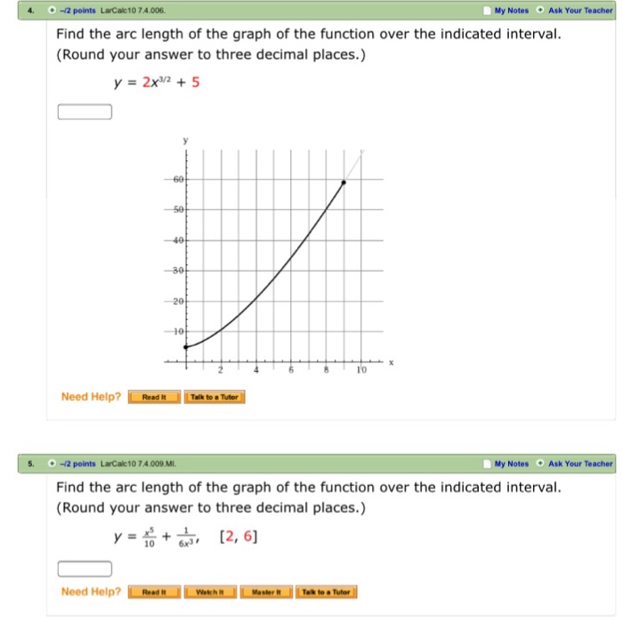 Solved Find the arc length of the graph of the function over | Chegg.com