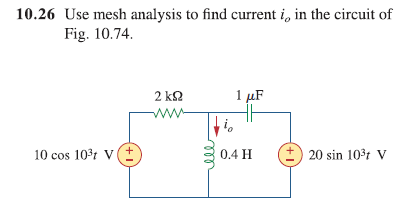 Solved Use mesh analysis to find current i_0 in the circuit | Chegg.com