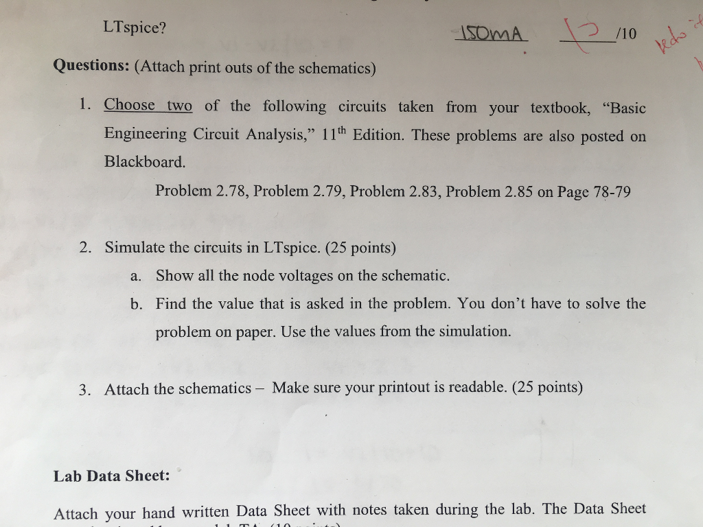 Solved - LTspice? ISOMA. 12/10 Questions: (Attach print outs | Chegg.com