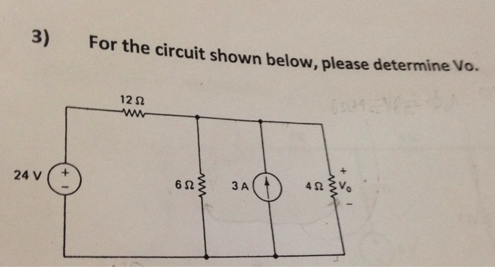 Solved 3) For the circuit shown below, please determine V0. | Chegg.com