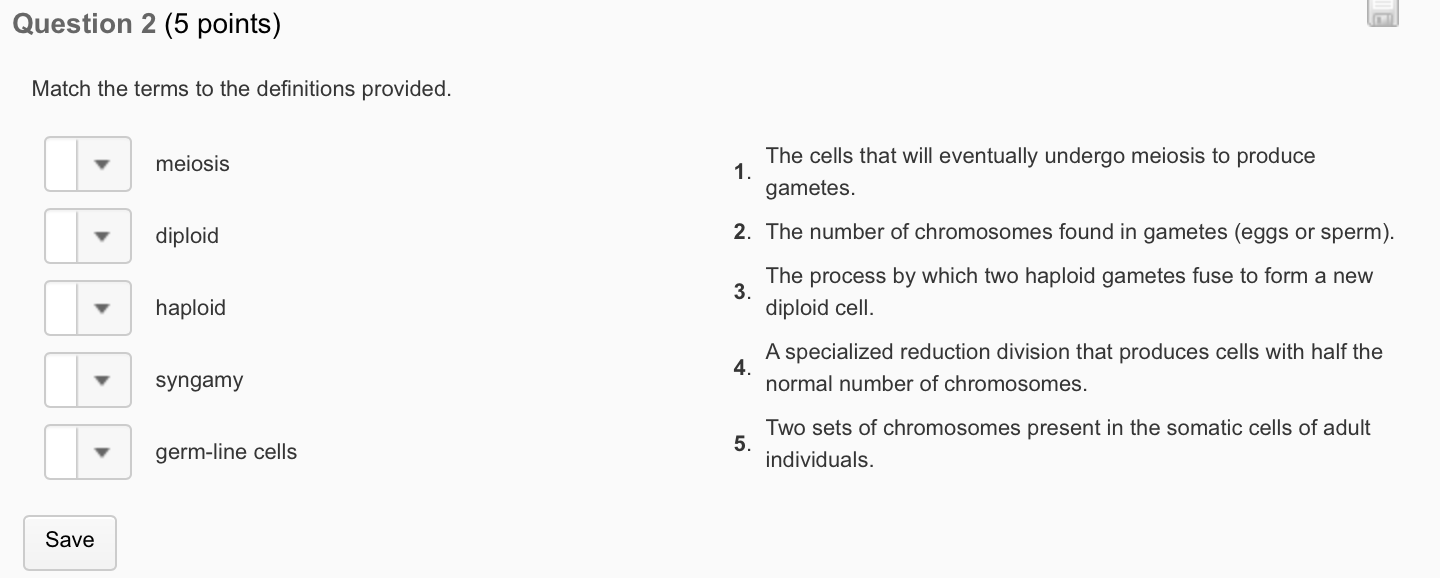 Solved Question 2 (5 points) Match the terms to the | Chegg.com