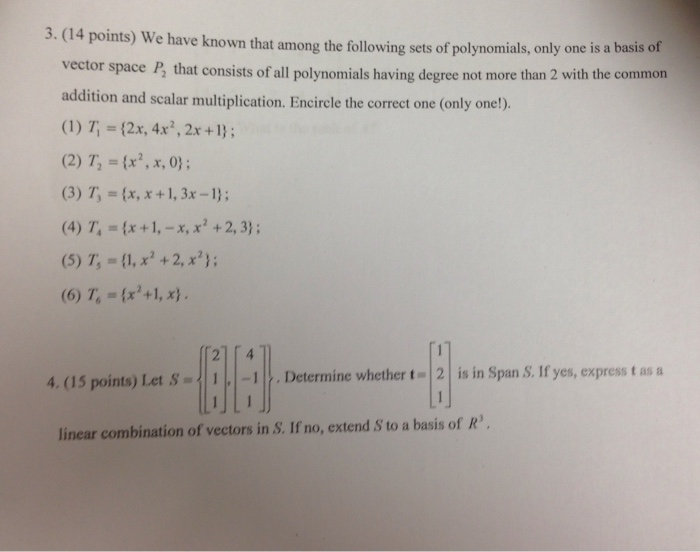 Solved For each problem except #1 and #3, you must give a | Chegg.com