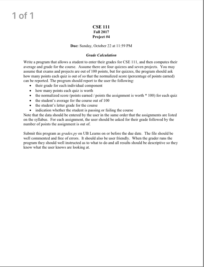 Solved 1 of 1 CSE 111 Fall 2017 Project #4 Due: Sunday, | Chegg.com