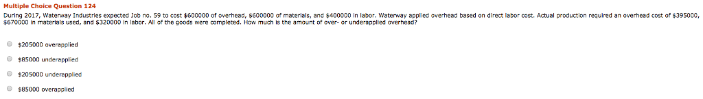 Solved Multiple Choice Question 125 Oriole Company applies | Chegg.com