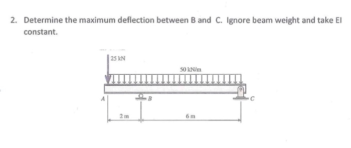 Solved Determine the maximum deflection between B and C. | Chegg.com