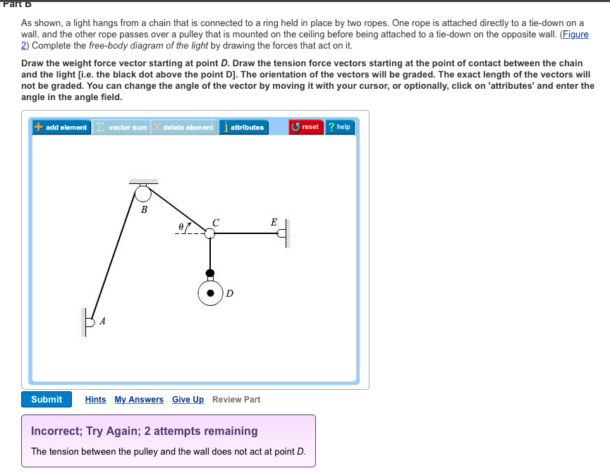 Solved Draw the weight force vector starting at point D. | Chegg.com