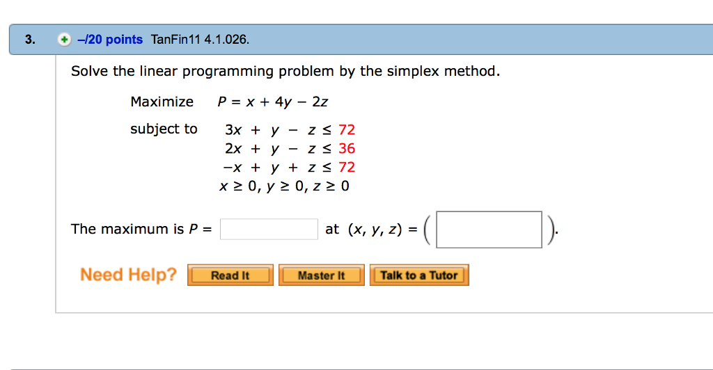 Solved Solve the linear programming problem by the simplex | Chegg.com