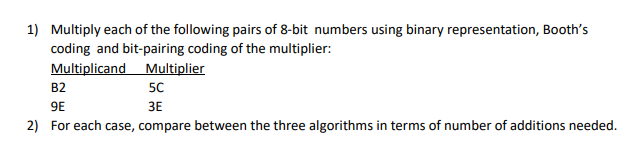 Solved 1) Multiply each of the following pairs of 8-bit | Chegg.com