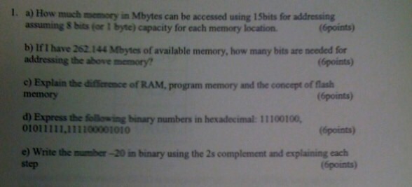 Solved How Much Memory In Mbytes Can Be Accessed Using 15 