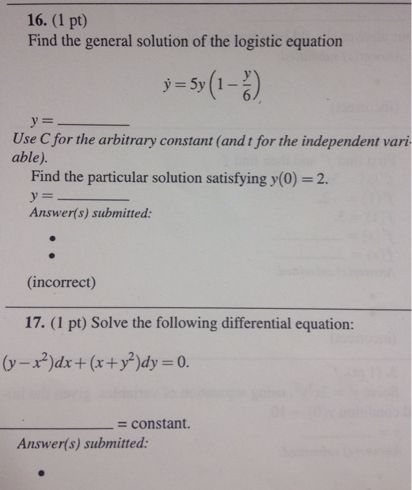 Solved Find the general solution of the logistic equation y | Chegg.com