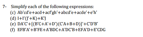 Solved Simplify each of the following expressions: (c) | Chegg.com