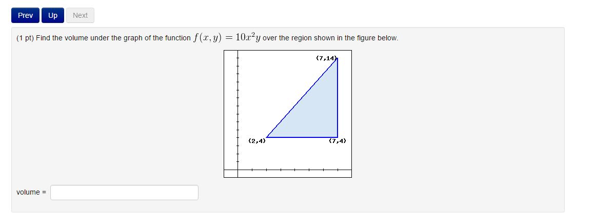 Solved Find the volume under the graph of the function f (x, | Chegg.com