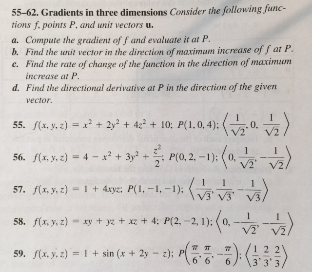 Solved Gradients in three dimensions Consider the following | Chegg.com