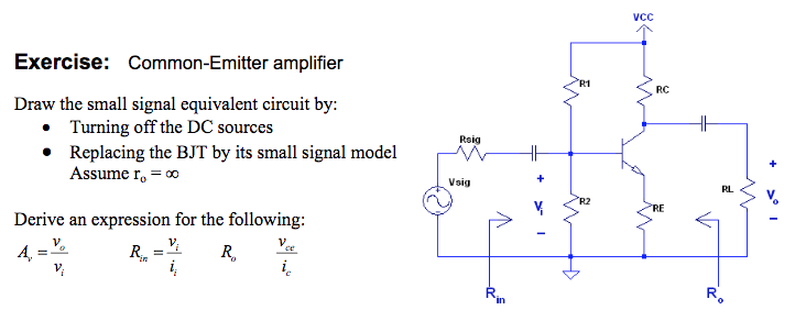 Solved VCC Exercise: Common-Emitter amplifier RC Draw the | Chegg.com