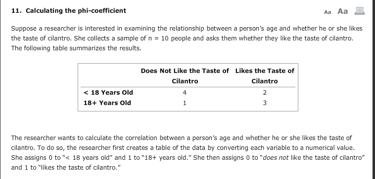 Solved 11. Calculating the phi-coefficient Aa Aa E. Suppose | Chegg.com