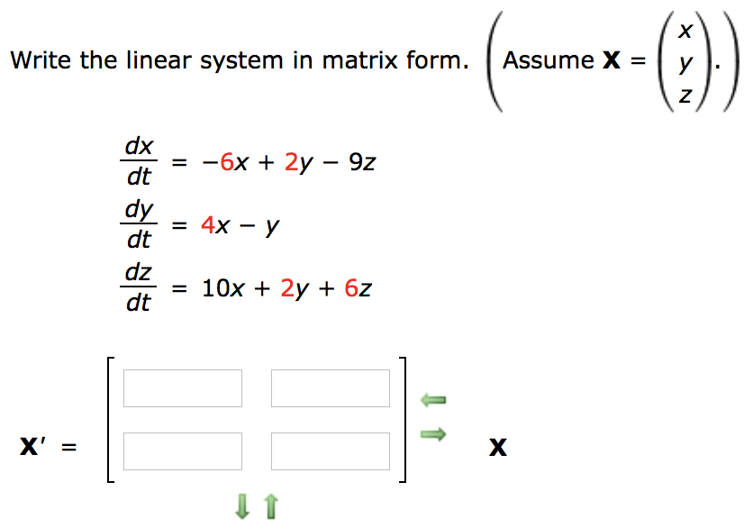 Solved Write the linear system in matrix form. (Assume x = | Chegg.com