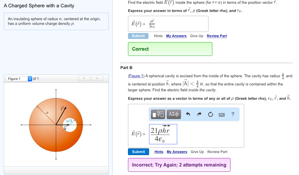 Solved An insulating sphere of radius a, centered at the | Chegg.com