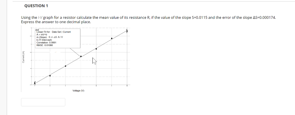Solved QUESTION 1 Using the /-V graph for a resistor | Chegg.com