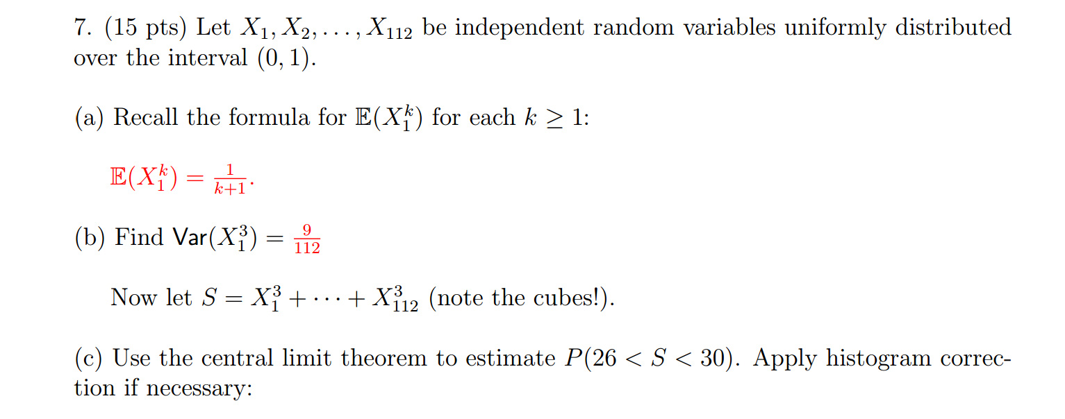 Solved Let X1, X2, . . . , X112 be independent random | Chegg.com