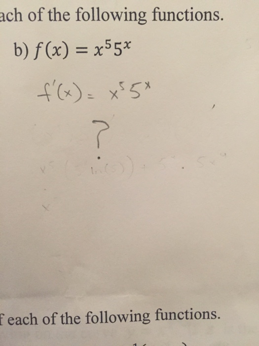 Solved Each of the following functions, f (x) = x^5 5^x | Chegg.com