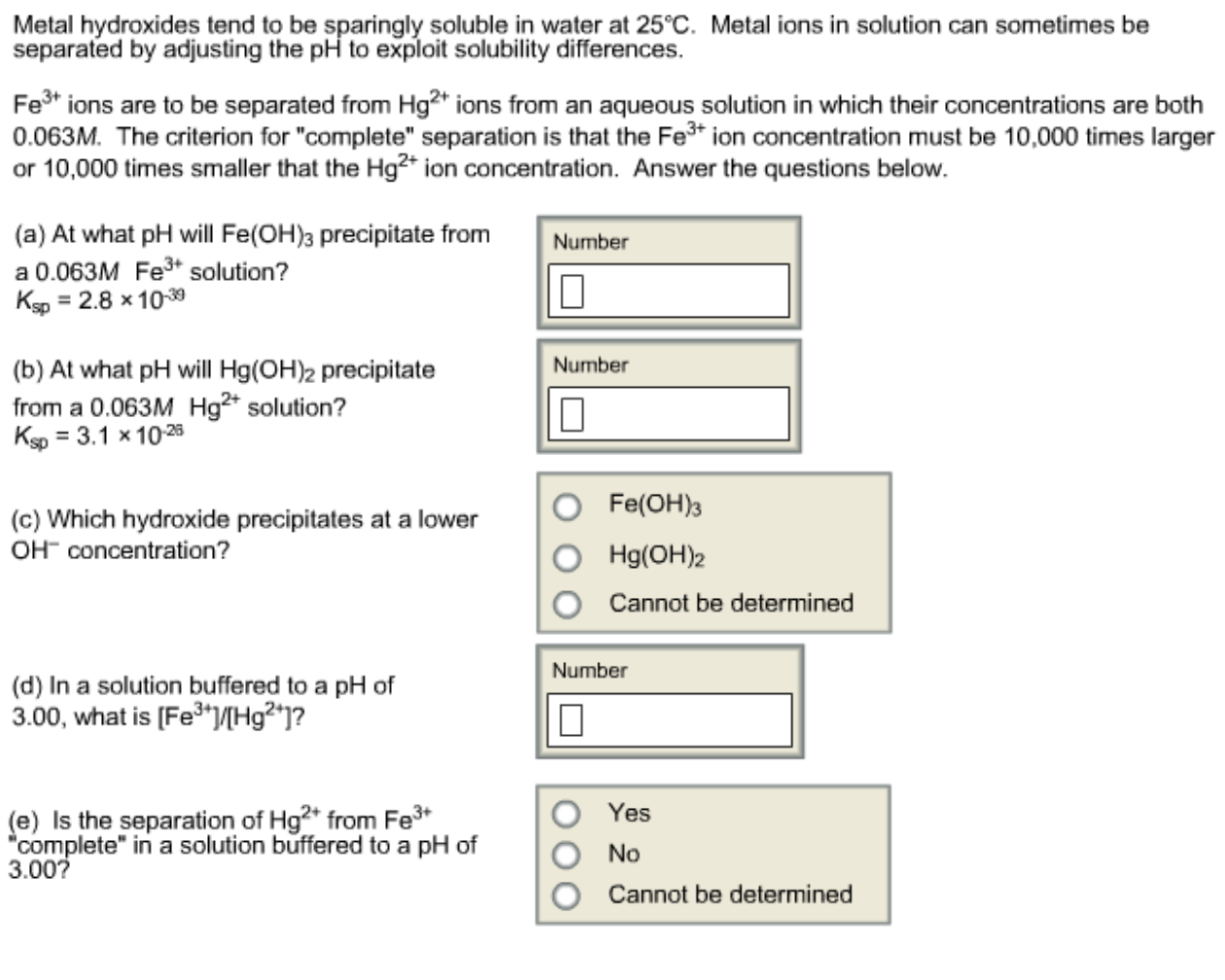 Solved Metal hydroxides tend to be sparingly soluble in | Chegg.com