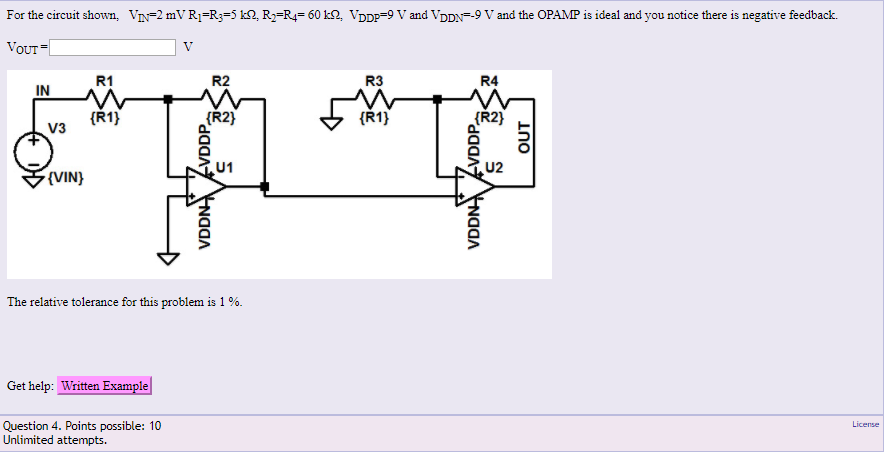 Solved For the circuit shown VIN-2 mV RI-R,-5 ? R2-R4= 60 | Chegg.com
