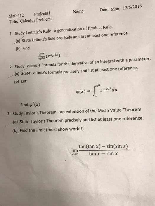 Solved Study Leibniz's Rule-a generalization of Product | Chegg.com