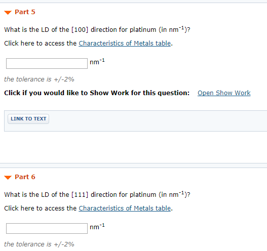 Solved Part 5 What is the LD of the [100] direction for | Chegg.com
