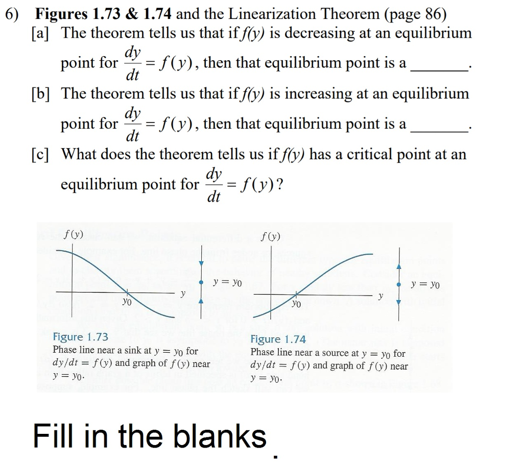 Solved Figure 1.73 & 1.74 and the Linearization Theorem | Chegg.com