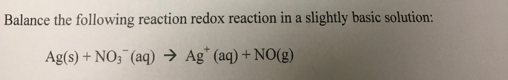Solved Balance The Following Reaction Redox Reaction In A