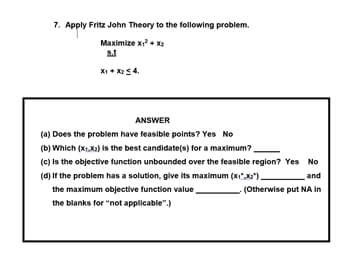 Solved Apply Fritz John Theory to the following problem. | Chegg.com
