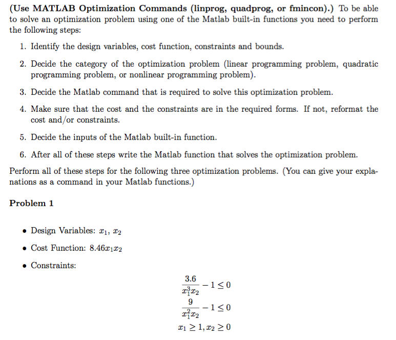To be able to solve an optimization problem using one | Chegg.com