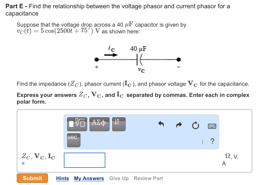 Solved Find the relationship between the voltage phasor and | Chegg.com